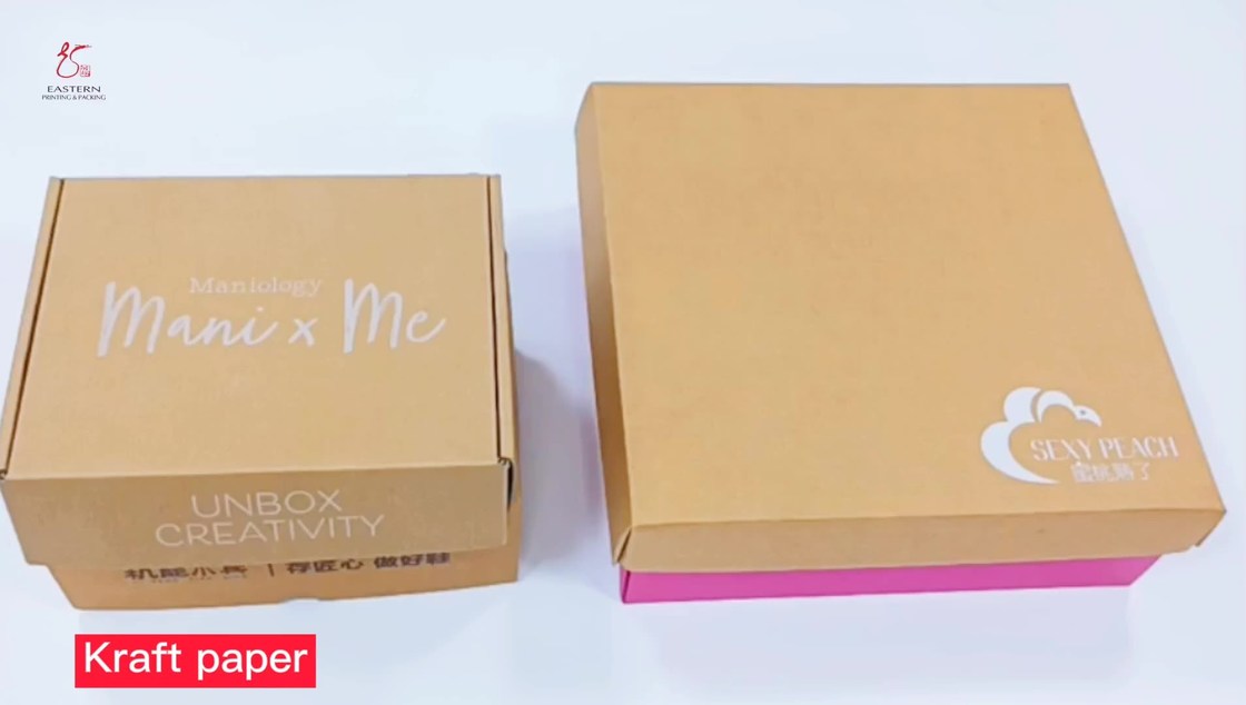 Brown Kraft Corrugated Boxes Watermark White Logo Varnish Kraft Paper ...